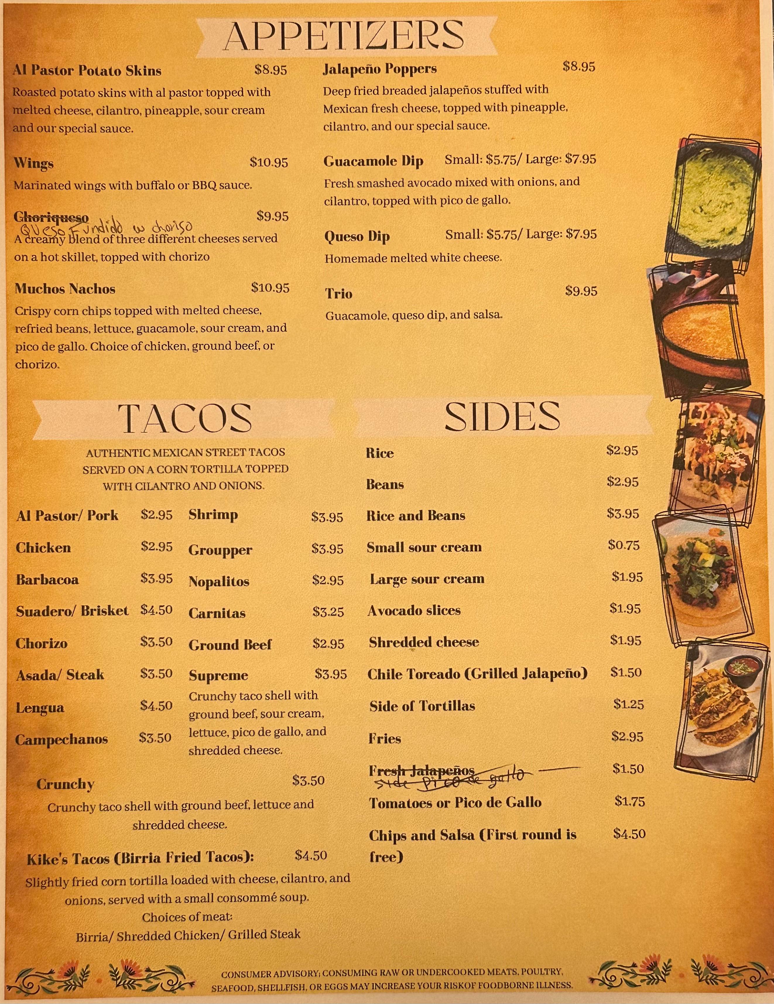 menu – MI PUEBLO MEXICAN RESTAURANT