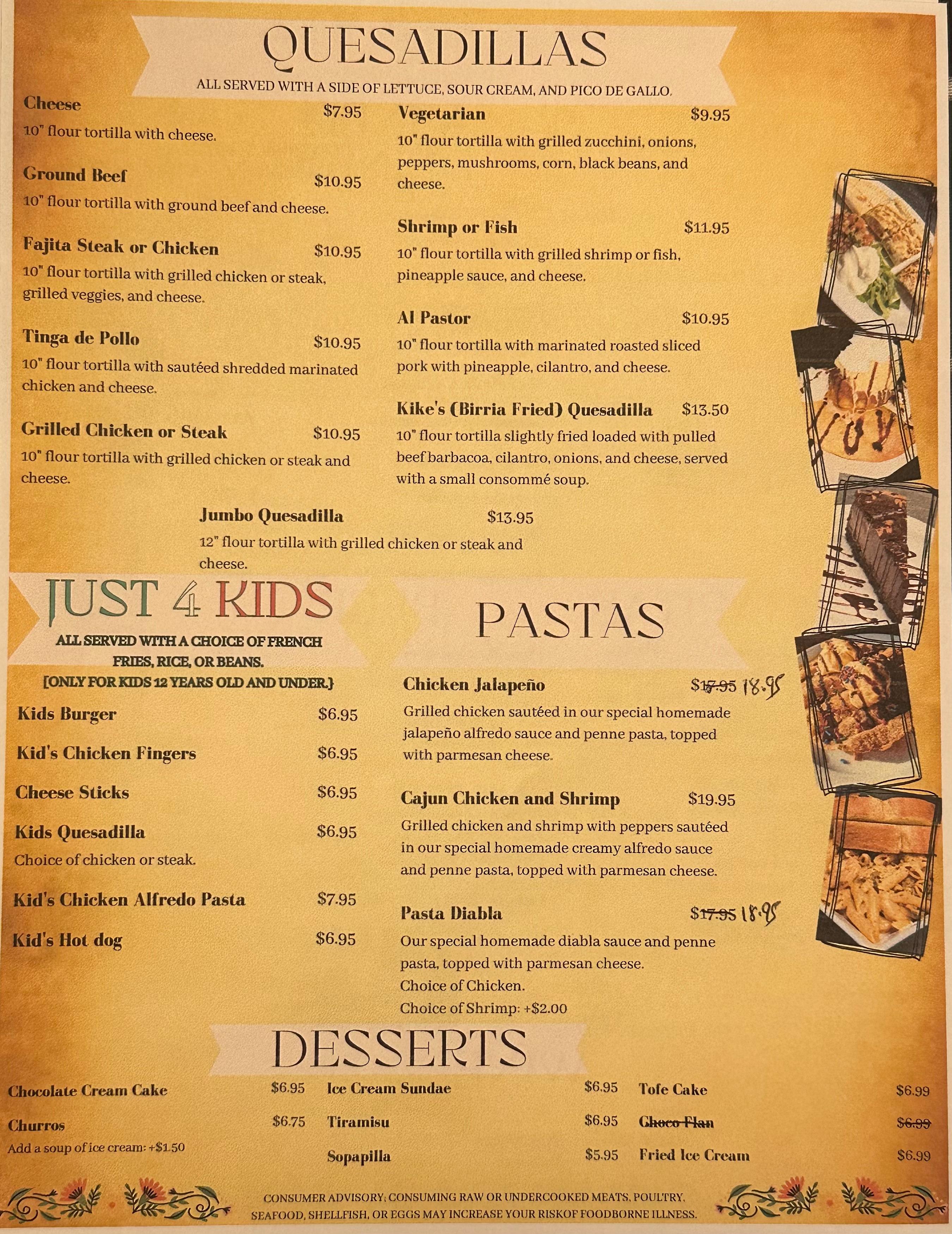 menu – MI PUEBLO MEXICAN RESTAURANT